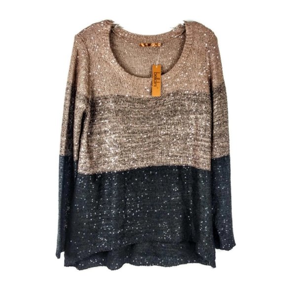 Belldini | Tops | Belldini Metallic Thread Color Block Tunic Knit ...